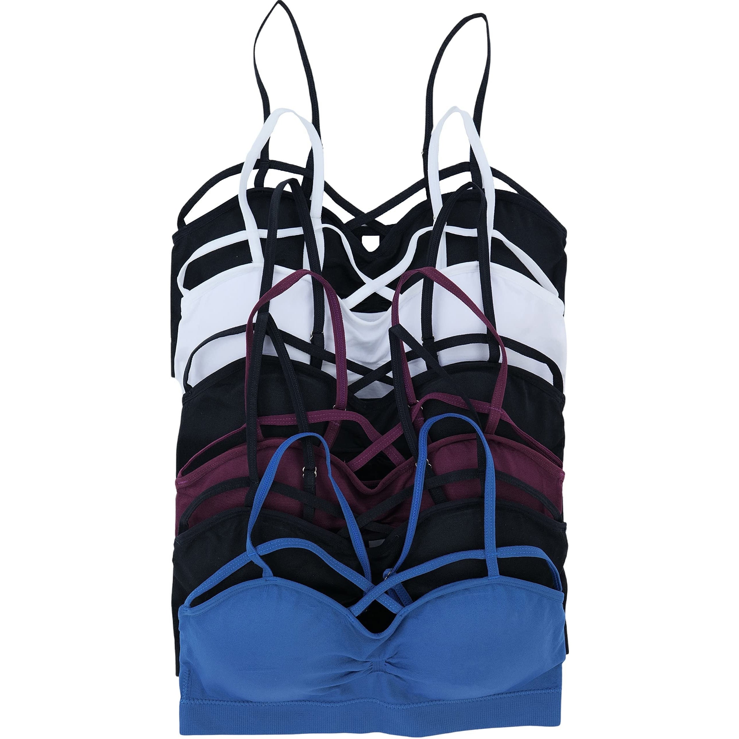 Women's Pack of 6 Strappy Cross Back Bras – ToBeInStyle