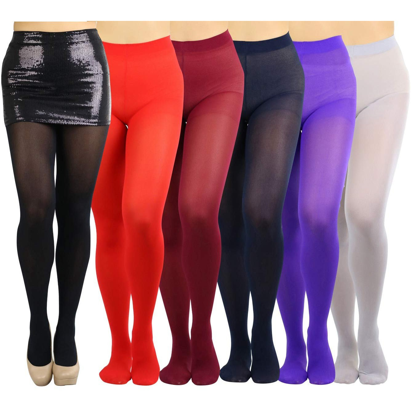 Womens Pack of 6 Muted Color Opaque Tights – ToBeInStyle